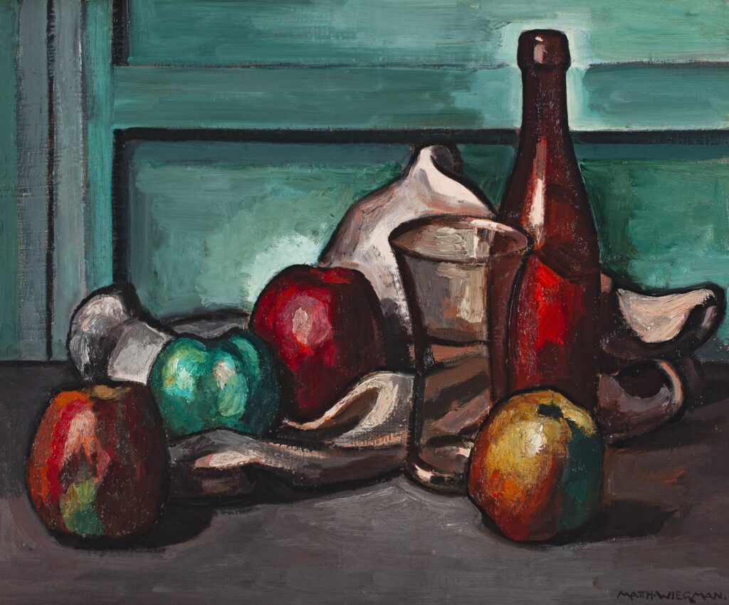 Matthieu Wiegman (1886-1971) - Still life with apples, glass and bottle